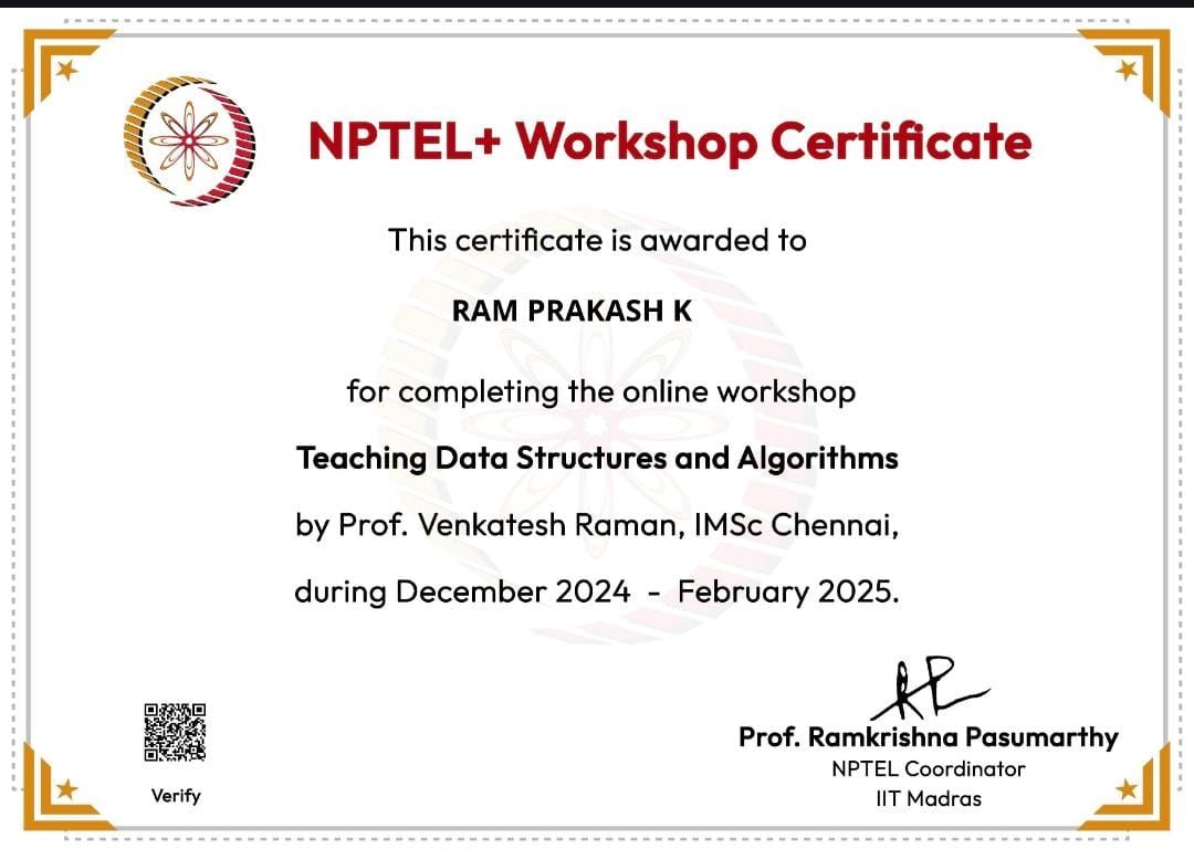 #nptel #datastructures #algorithms #learning #coding #achievement | Ram ... #nptel #datastructures #algorithms #learning #coding #achievement | Ram ...
