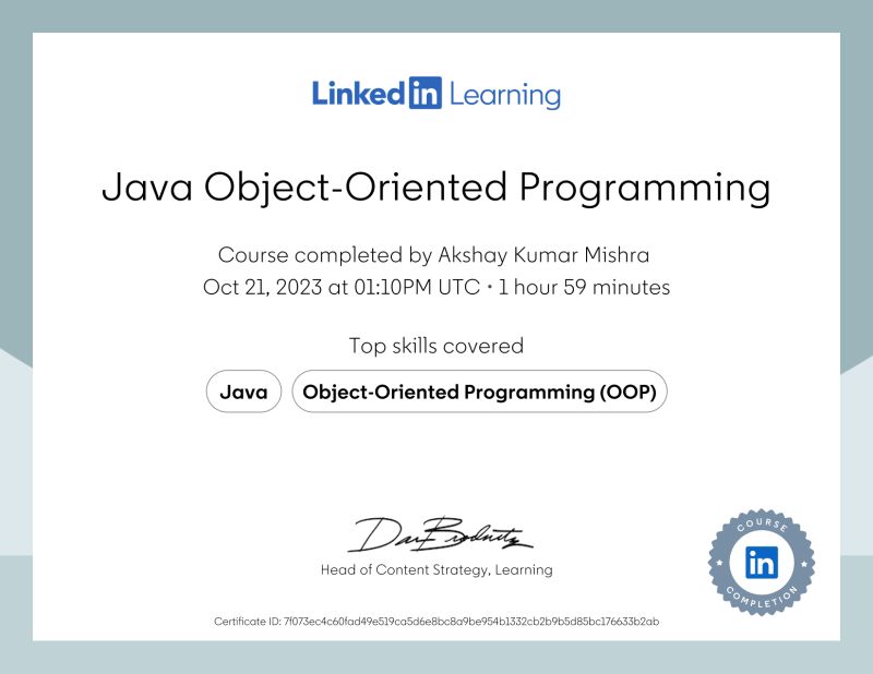 Akshay Kumar Mishra on LinkedIn: Certificate of Completion Akshay Kumar Mishra on LinkedIn: Certificate of Completion