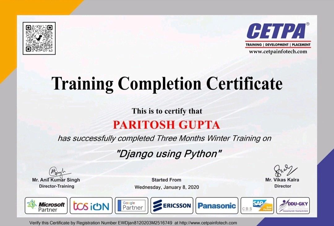 Paritosh Gupta on LinkedIn: #python #django #python #cetpa #django # ... Paritosh Gupta on LinkedIn: #python #django #python #cetpa #django # ...