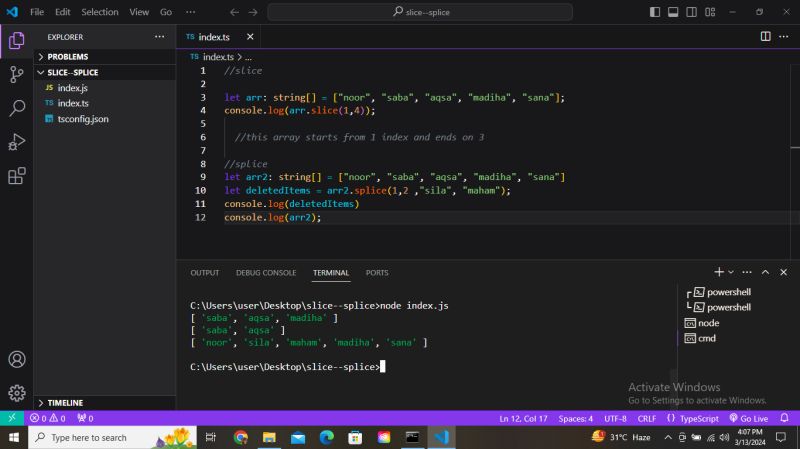NOOR MUDASIR on LinkedIn: slice and splice method in typescript Ali ... NOOR MUDASIR on LinkedIn: slice and splice method in typescript Ali ...