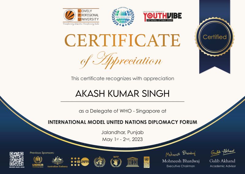 Akash Kumar singh on LinkedIn: certificate of IMUN2023 Akash Kumar singh on LinkedIn: certificate of IMUN2023