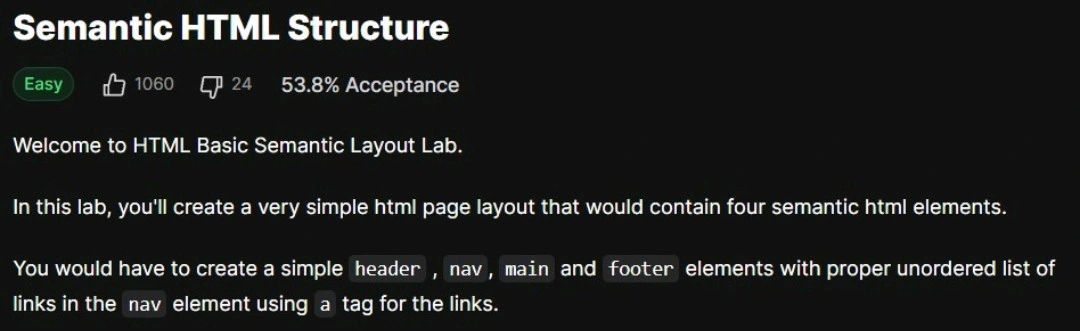 Achieved a semantic HTML challenge | Neeshu Maini posted on the topic ... Achieved a semantic HTML challenge | Neeshu Maini posted on the topic ...