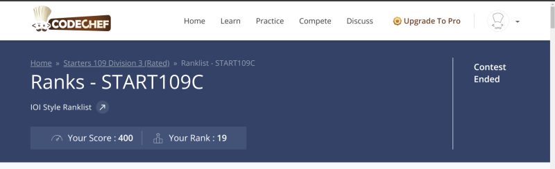Secured 19th rank in CodeChef Starters 109 | Sairaj Pawar posted on the ... Secured 19th rank in CodeChef Starters 109 | Sairaj Pawar posted on the ...