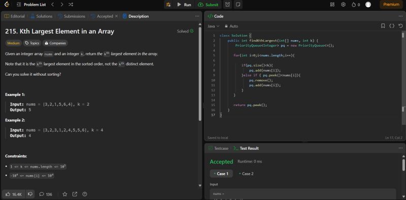 Aditi Thakur on LinkedIn: #Day35 : Kth Largest Element in an Array Day ... Aditi Thakur on LinkedIn: #Day35 : Kth Largest Element in an Array Day ...