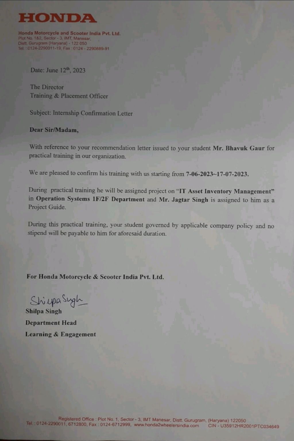Bhavuk Gaur on LinkedIn: #internship #newbeginnings2023 # ... Bhavuk Gaur on LinkedIn: #internship #newbeginnings2023 # ...
