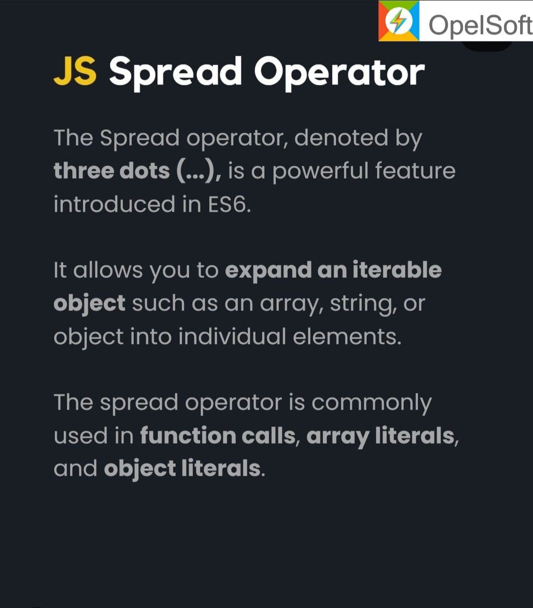 Opelsoft on LinkedIn: #javascriptspreadoperator #codingtechniques # ... Opelsoft on LinkedIn: #javascriptspreadoperator #codingtechniques # ...