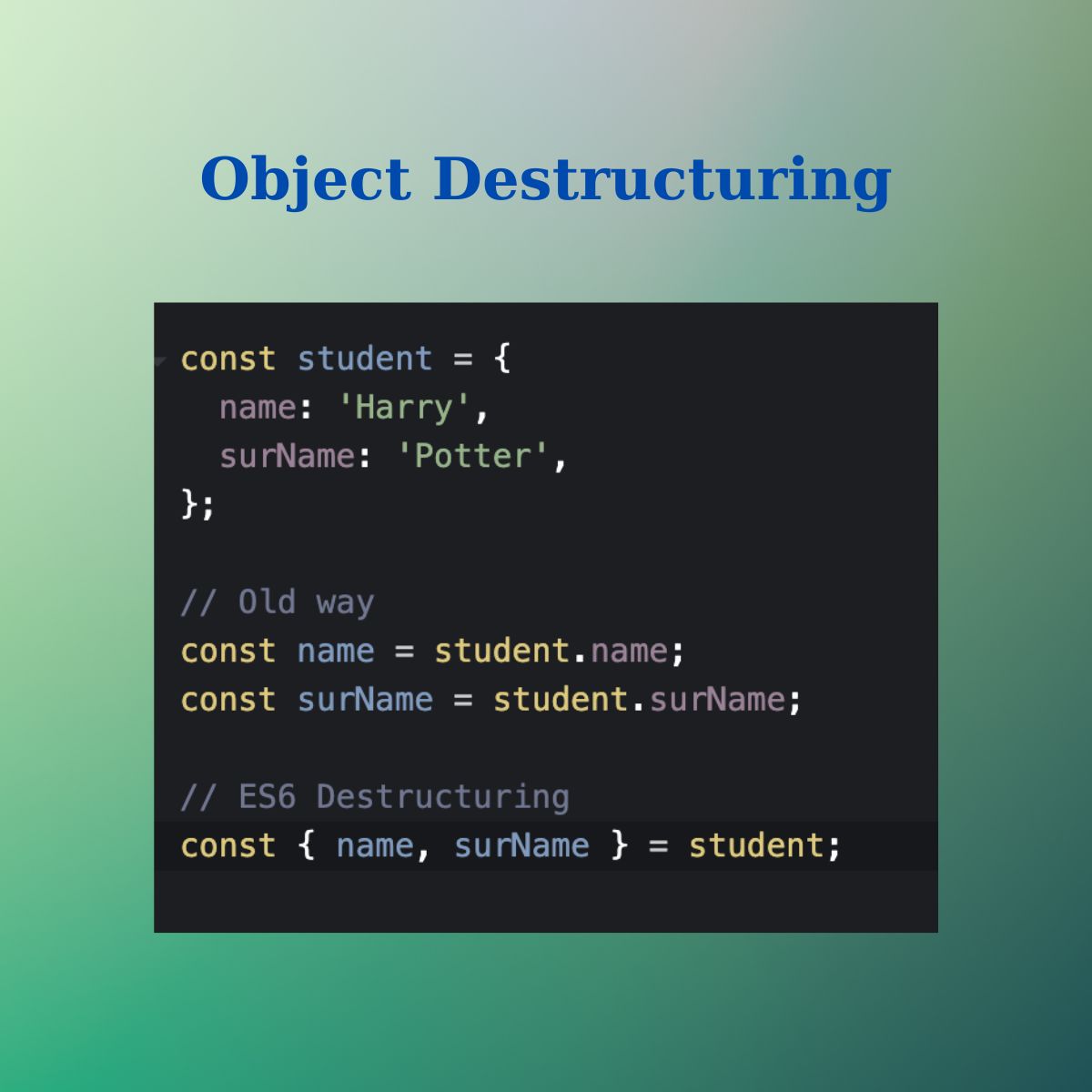 JavaScript ES6 tip for object destructuring | Tolga Mandal posted on ... JavaScript ES6 tip for object destructuring | Tolga Mandal posted on ...