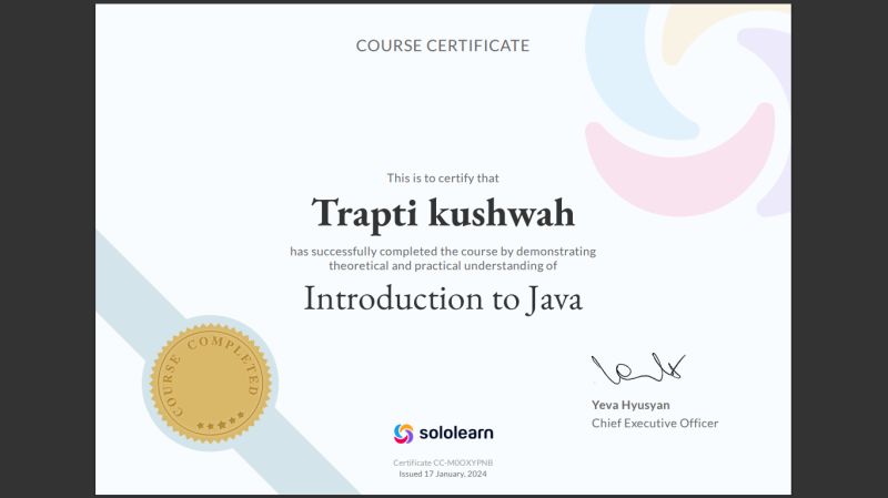 Completed JAVA course with #sololearn | Trapti Kushwah posted on the ... Completed JAVA course with #sololearn | Trapti Kushwah posted on the ...