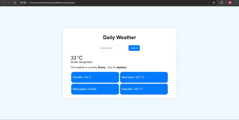 Excited to share that I've created a weather web using HTML, CSS, and ... Excited to share that I've created a weather web using HTML, CSS, and ...