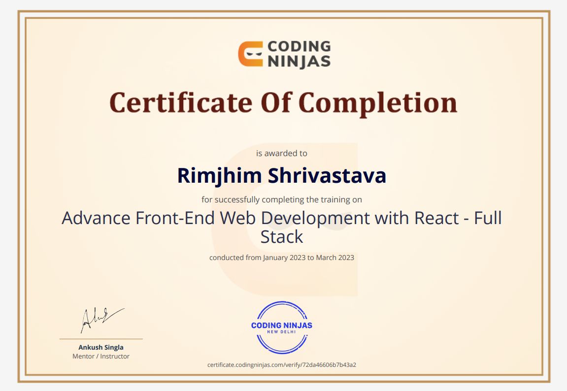 Rimjhim Shrivastava on LinkedIn: #react #webdevelopment #codingninjas Rimjhim Shrivastava on LinkedIn: #react #webdevelopment #codingninjas
