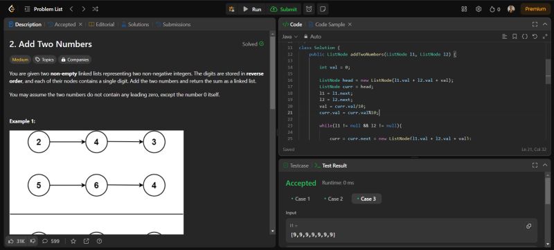 Solved Add Two Numbers problem on LeetCode | Muhammad Ali posted on the ... Solved Add Two Numbers problem on LeetCode | Muhammad Ali posted on the ...