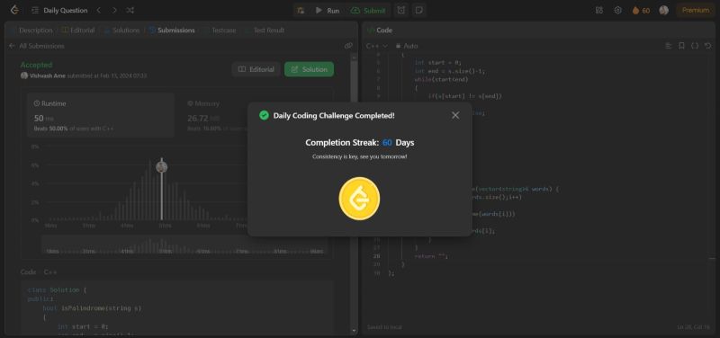 Vishvash Ame on LinkedIn: #day60 #leetcodechallenge #leetcode #commitment Vishvash Ame on LinkedIn: #day60 #leetcodechallenge #leetcode #commitment
