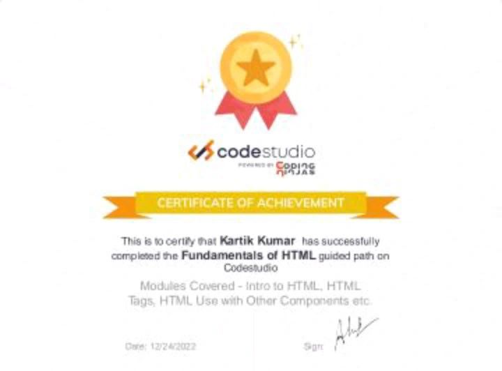 Kartik Sharma on LinkedIn: #html #htmlcourse #codingninjas #webdevelopment Kartik Sharma on LinkedIn: #html #htmlcourse #codingninjas #webdevelopment