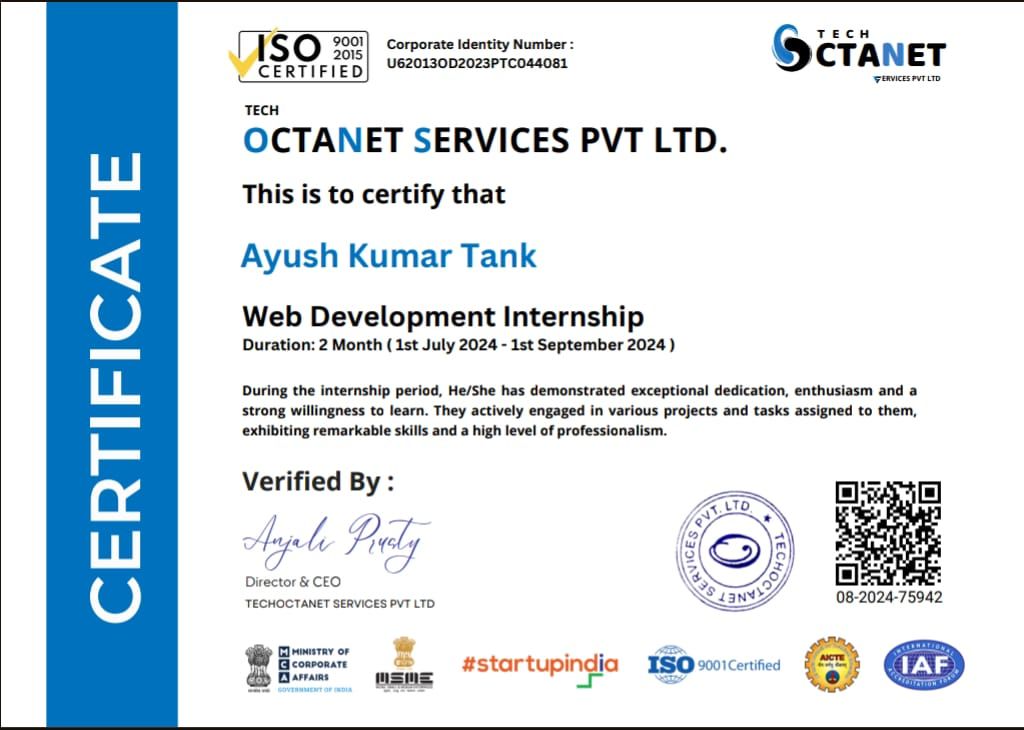 Ayush Kumar Tank on LinkedIn: #webdevelopment #internship #techindustry ... Ayush Kumar Tank on LinkedIn: #webdevelopment #internship #techindustry ...