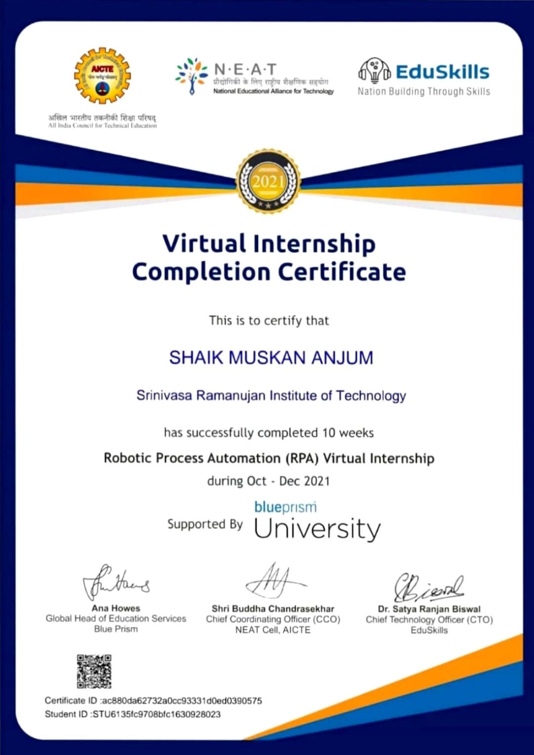 RPA Virtual Internship. | Muskan Anjum Shaik RPA Virtual Internship. | Muskan Anjum Shaik