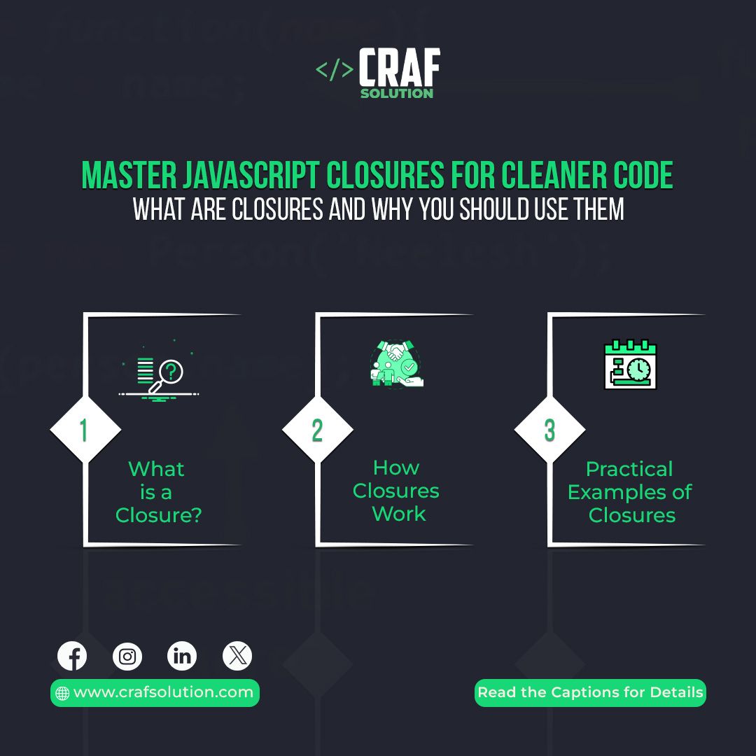 CRAF Solution on LinkedIn: #crafsolution #javascript #closures # ... CRAF Solution on LinkedIn: #crafsolution #javascript #closures # ...