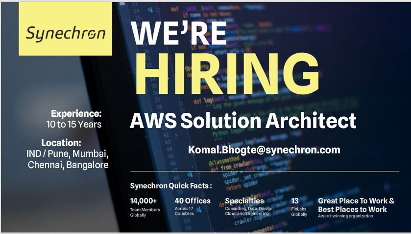 Komal Bhogte on LinkedIn: We are hiring AWS Solution Architect: Skill ... Komal Bhogte on LinkedIn: We are hiring AWS Solution Architect: Skill ...