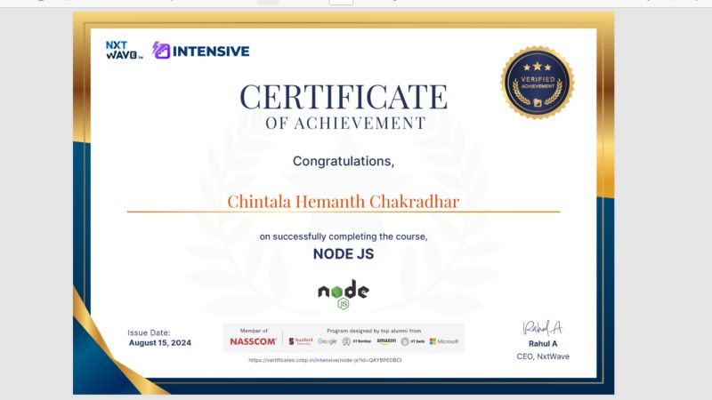 Hemanth Chakradhar Chintala on LinkedIn: #nodejs Hemanth Chakradhar Chintala on LinkedIn: #nodejs