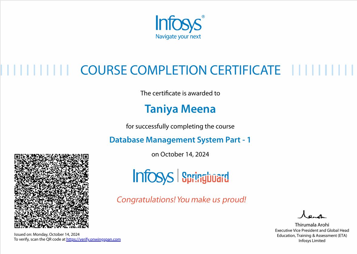 Taniya Meena on LinkedIn: #learningneverstops #dbms #skilldevelopment # ... Taniya Meena on LinkedIn: #learningneverstops #dbms #skilldevelopment # ...