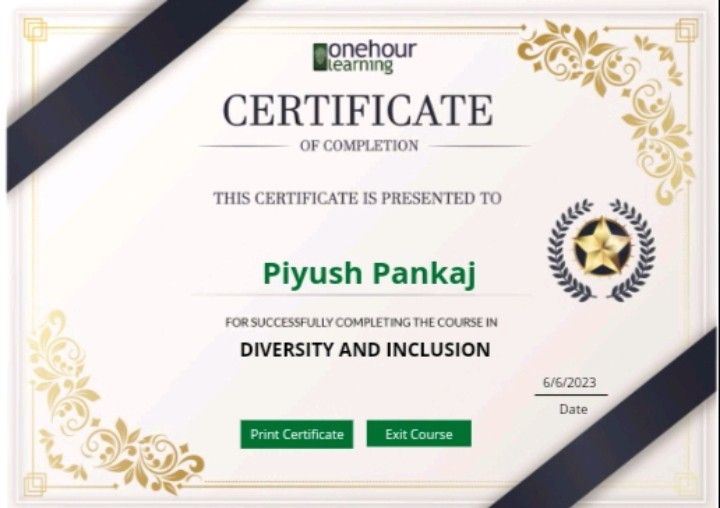 Piyush Pankaj on LinkedIn: successfully completed the Diversity and ... Piyush Pankaj on LinkedIn: successfully completed the Diversity and ...