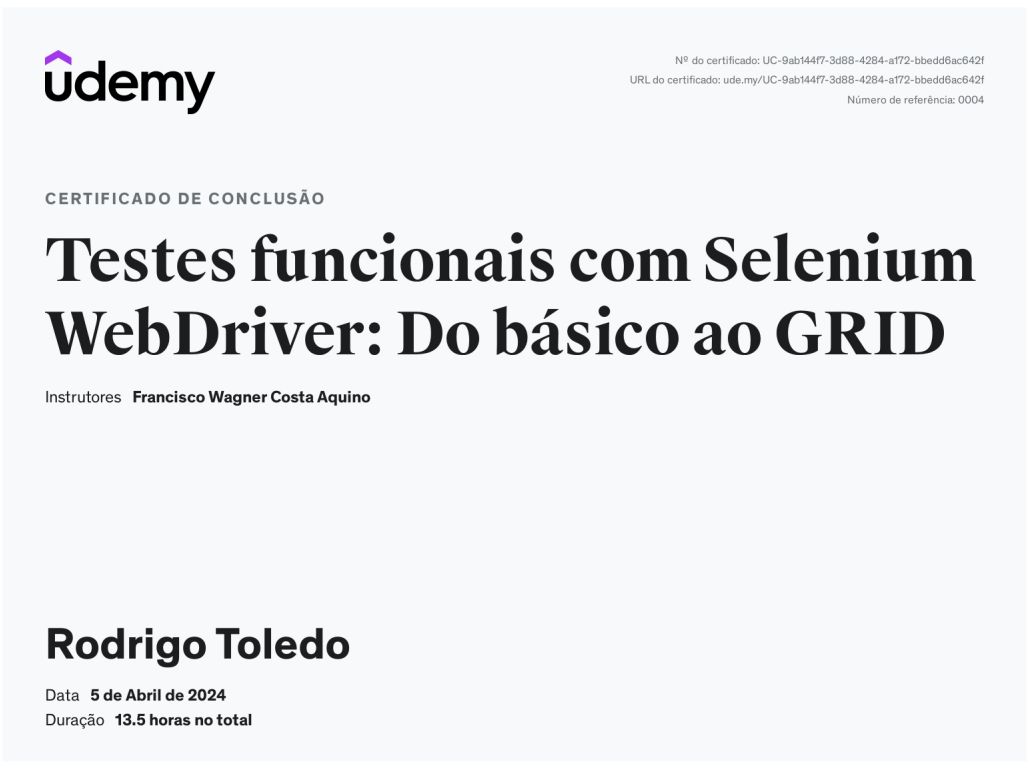 Rodrigo R. Toledo on LinkedIn: #selenium #seleniumwebdriver # ... Rodrigo R. Toledo on LinkedIn: #selenium #seleniumwebdriver # ...