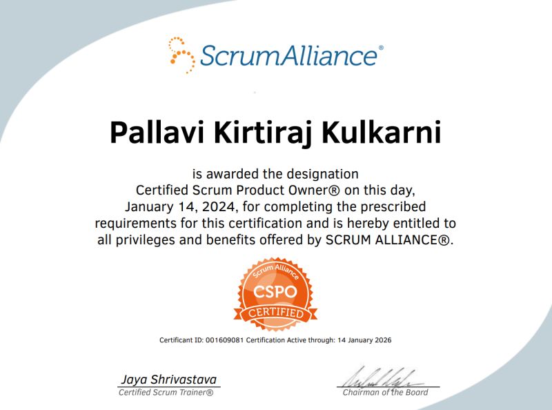 #scrumalliance #cspo | Pallavi Kulkarni | 14 comments #scrumalliance #cspo | Pallavi Kulkarni | 14 comments