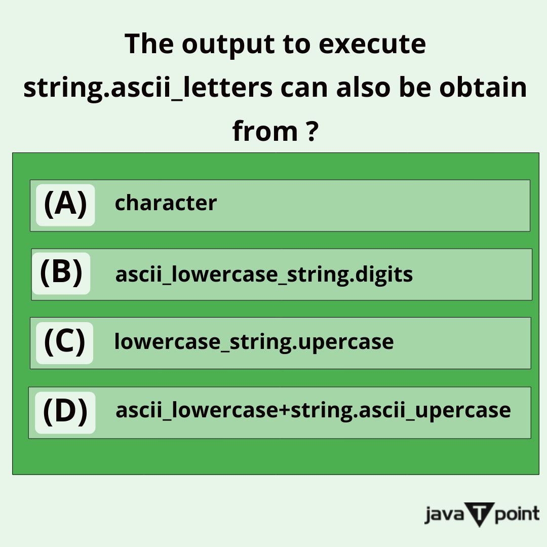 How string.ascii_letters can be generated | Tpoint Tech posted on the ... How string.ascii_letters can be generated | Tpoint Tech posted on the ...