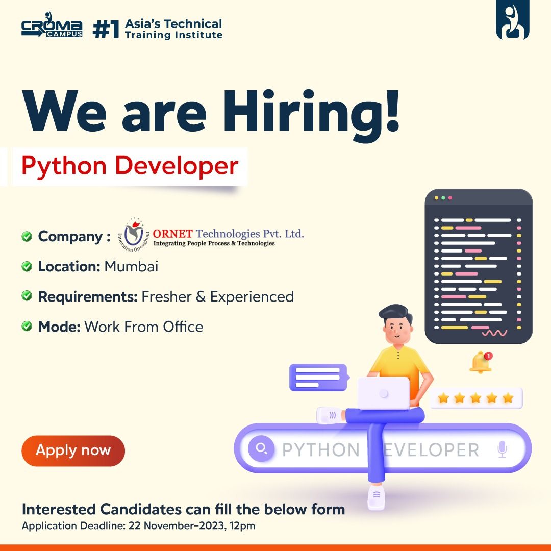 Croma Campus Pvt. Ltd. on LinkedIn: #pythondeveloper #python # ... Croma Campus Pvt. Ltd. on LinkedIn: #pythondeveloper #python # ...
