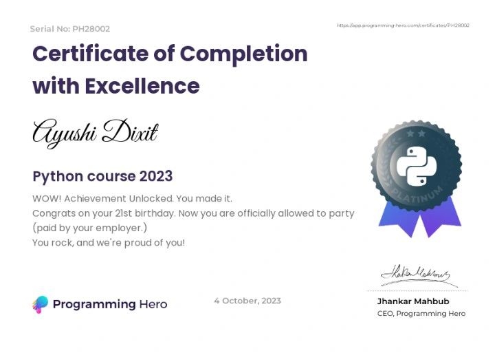 Ayushi Dixit on LinkedIn: #programminghero #programming #coding Ayushi Dixit on LinkedIn: #programminghero #programming #coding