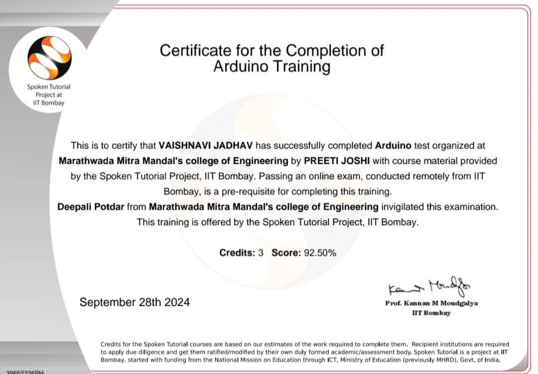 #arduinocertified #spokentutorial #iitbombay #techskills… | Vaishnavi ... #arduinocertified #spokentutorial #iitbombay #techskills… | Vaishnavi ...