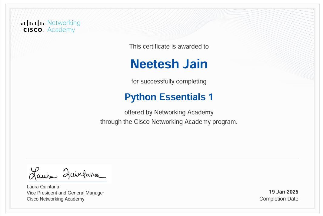 #python #programming #cisconetworkingacademy #achievement… | Neetesh Jain #python #programming #cisconetworkingacademy #achievement… | Neetesh Jain