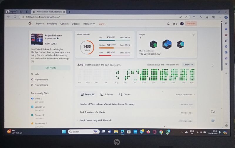 Prajwal Hirkane on LinkedIn: #365daychallenge of solving problem on # ... Prajwal Hirkane on LinkedIn: #365daychallenge of solving problem on # ...