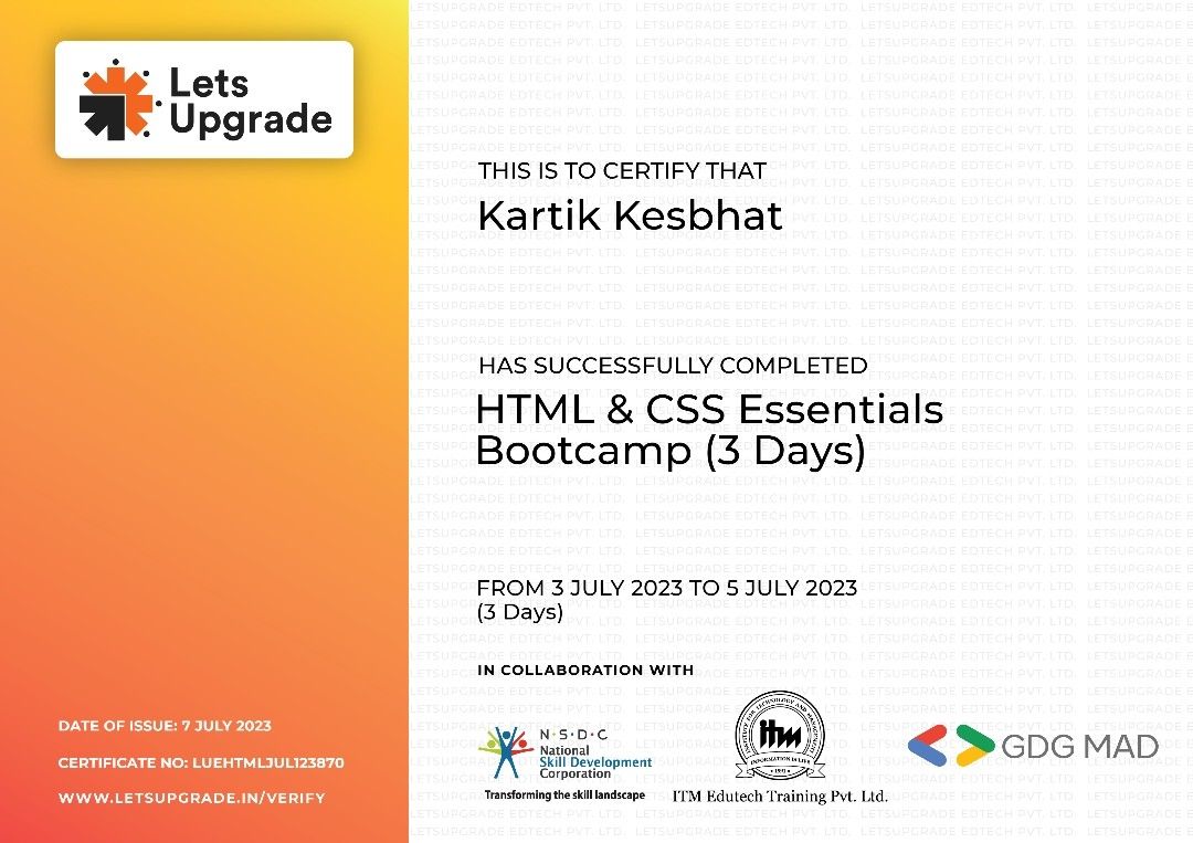 Kartik Kesbhat on LinkedIn: #html #css #letsupgrade Kartik Kesbhat on LinkedIn: #html #css #letsupgrade