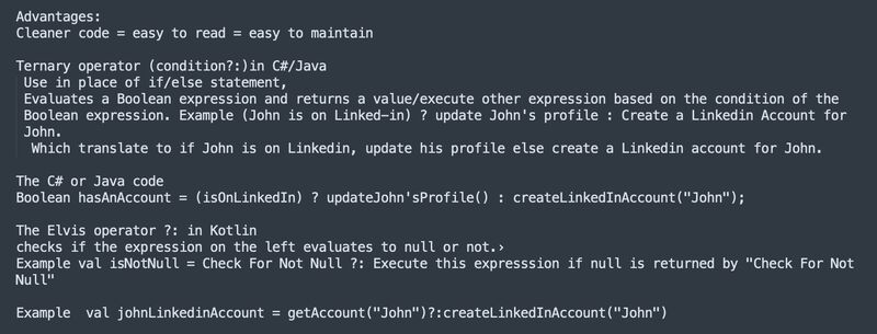 Stanley Uche Godfrey on LinkedIn: C#/Java Ternary VS Kotlin Elvis ... Stanley Uche Godfrey on LinkedIn: C#/Java Ternary VS Kotlin Elvis ...
