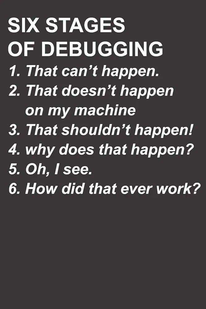 Victor Rentea on LinkedIn: Six Stages of Debugging: 1. That can't ... Victor Rentea on LinkedIn: Six Stages of Debugging: 1. That can't ...