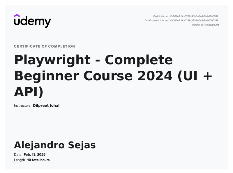 #udemy #playwright #automation #testautomation #typescript | Alejandro ... #udemy #playwright #automation #testautomation #typescript | Alejandro ...
