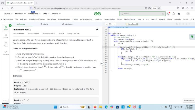 #gfg160 #gfg160 #dsa #java #atoiproblem #geeksforgeekschallenge ... #gfg160 #gfg160 #dsa #java #atoiproblem #geeksforgeekschallenge ...