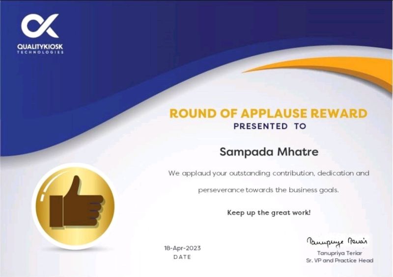 Sampada Mhatre on LinkedIn: QualityKiosk Technologies Pvt. Ltd. Sampada Mhatre on LinkedIn: QualityKiosk Technologies Pvt. Ltd.
