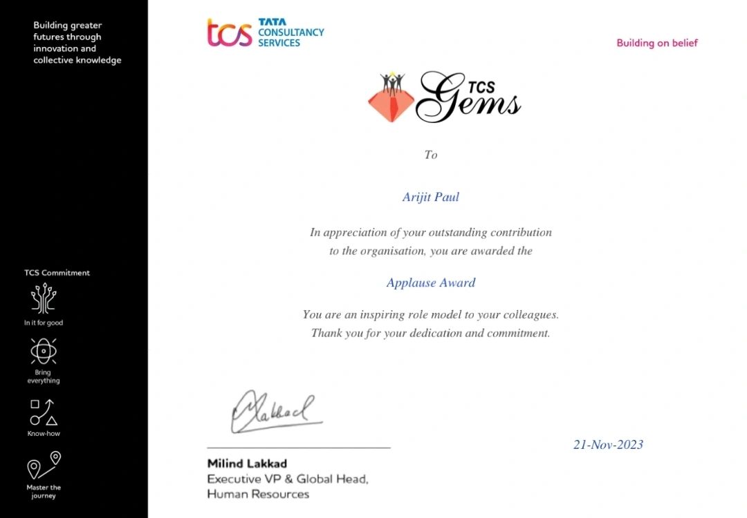 Arijit paul on LinkedIn: Thank you Tata Consultancy Services Arijit paul on LinkedIn: Thank you Tata Consultancy Services