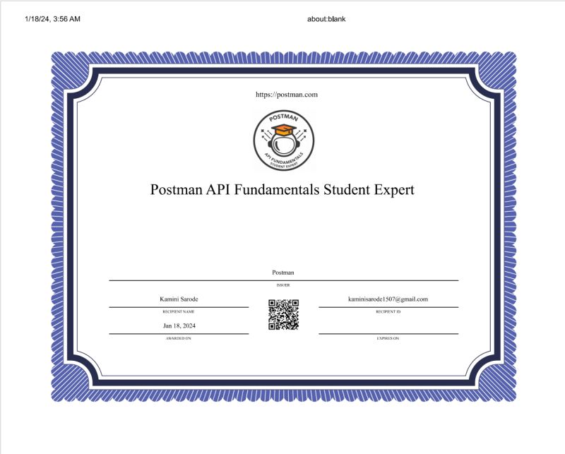 Kamini Sarode on LinkedIn: #postman #postmanstudent # ... Kamini Sarode on LinkedIn: #postman #postmanstudent # ...