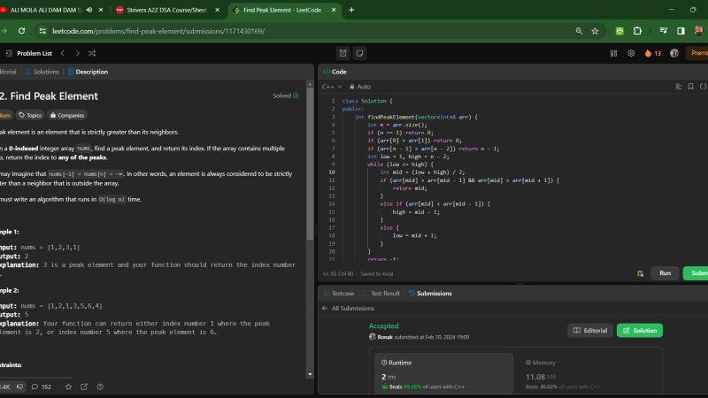 Day 94 of #100daysofcode challenge: Find Peak Element | Ronak Nagda ... Day 94 of #100daysofcode challenge: Find Peak Element | Ronak Nagda ...