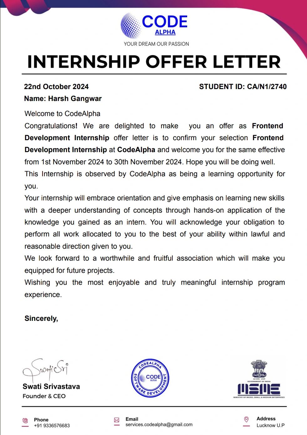 Harsh Gangwar on LinkedIn: #internship #careergrowth #codealpha # ... Harsh Gangwar on LinkedIn: #internship #careergrowth #codealpha # ...