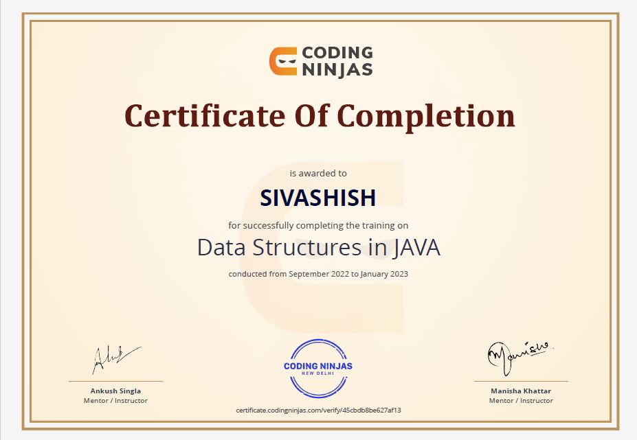 Sivashish . on LinkedIn: #achievement #codingninjas #datastructures # ... Sivashish . on LinkedIn: #achievement #codingninjas #datastructures # ...