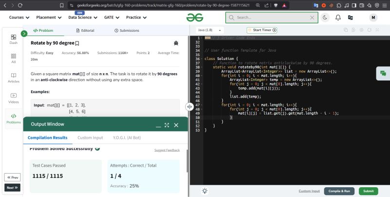 #gfg160 #geekstreak2025 #dsa #java #matrixrotation #problemsolving ... #gfg160 #geekstreak2025 #dsa #java #matrixrotation #problemsolving ...