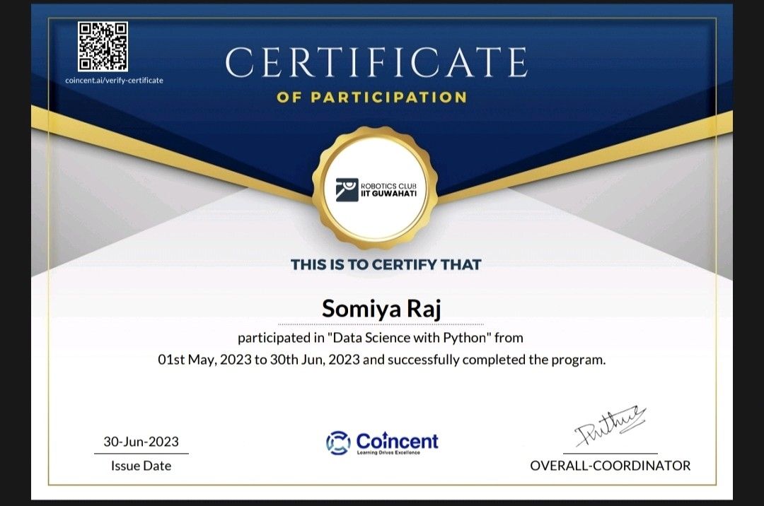 Samiya Raj on LinkedIn: #internship #datascience #python Samiya Raj on LinkedIn: #internship #datascience #python