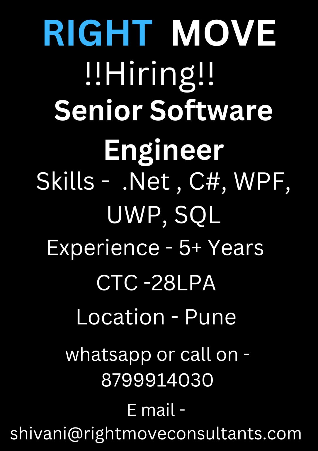 Shivani S on LinkedIn: #dotnet #sql #wpf #uwp #hiring #rightmove Shivani S on LinkedIn: #dotnet #sql #wpf #uwp #hiring #rightmove