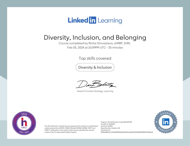 Richa Shrivastava, CSM ®️, sHRBP, SHRL, MBA on LinkedIn: Certificate of ... Richa Shrivastava, CSM ®️, sHRBP, SHRL, MBA on LinkedIn: Certificate of ...