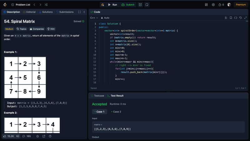 Ravi kumar on LinkedIn: #leetcode #codingchallenge #spiralmatrix # ... Ravi kumar on LinkedIn: #leetcode #codingchallenge #spiralmatrix # ...
