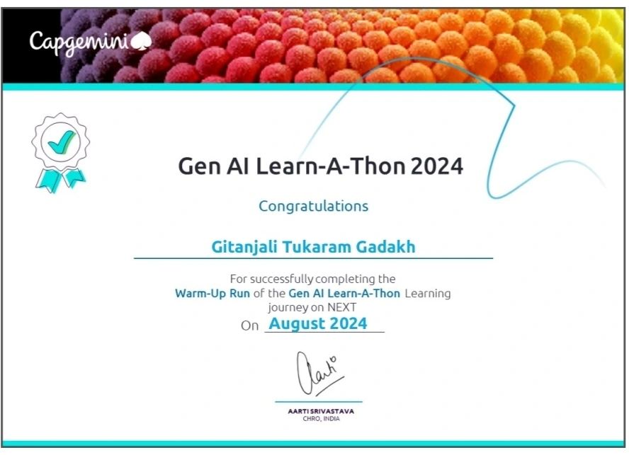 Completed Gen AI Learn-A-thon | Gitanjali Gadakh posted on the topic ... Completed Gen AI Learn-A-thon | Gitanjali Gadakh posted on the topic ...