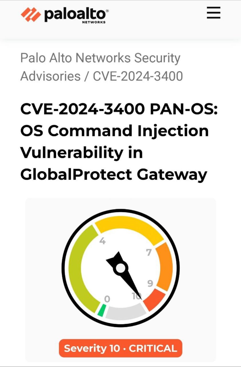 Eyal W. on LinkedIn: ⚠️CVSS🔟 CVE-2024-3400 PAN-OS: OS Command Injection ... Eyal W. on LinkedIn: ⚠️CVSS🔟 CVE-2024-3400 PAN-OS: OS Command Injection ...